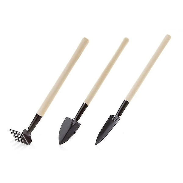 3st/ set Mini Spade Rake Set Trähandtag Metallhuvud Spade För Blommor ...