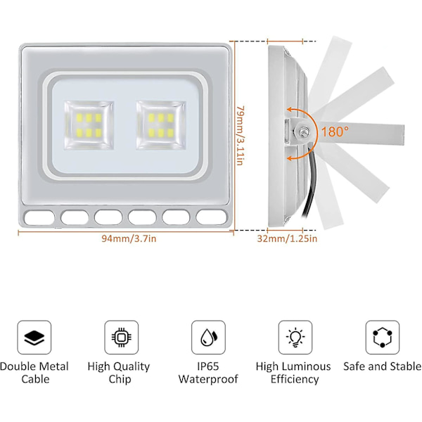 10w Led Flood Light, 1000lm Led Flood Lightultratunn Cool White 6000k ...
