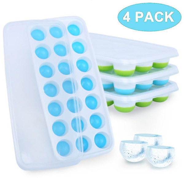 Silikon isbitform med lokk og klips, 4 stk. isbitbrett | Fyndiq