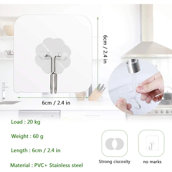 30 st självhäftande krokar genomskinliga krokar handdukskrokar ...