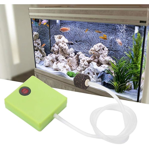 Akvarieluftpump, bärbar batteridriven fiskakvarie syrepump med luftsten ...
