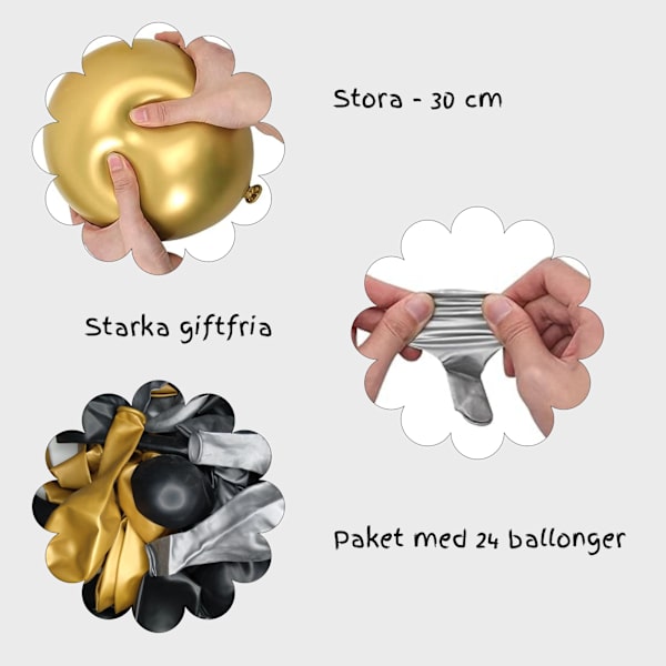 Ballonger Guld Silver Svart - Guld Silver och Svart Ballonger Festliga ...