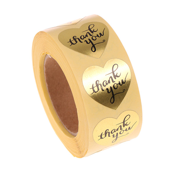 500 tackklistermärken mini pyssel hantverk guld hjärtformade etiketter ...