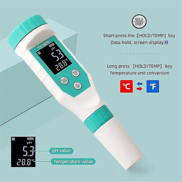 7 in 1 PH/vapaa kloori/ORP/EC/TDS/suola/lämpötila PH-mittari uima ...