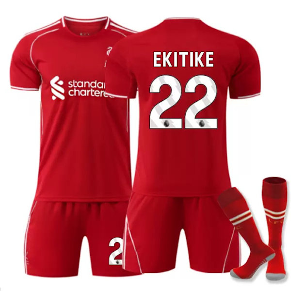 2025-2026 Liverpool Hjemmebanesæt Børnefodboldtrøje Kit Nr. 22 Ekitike ...