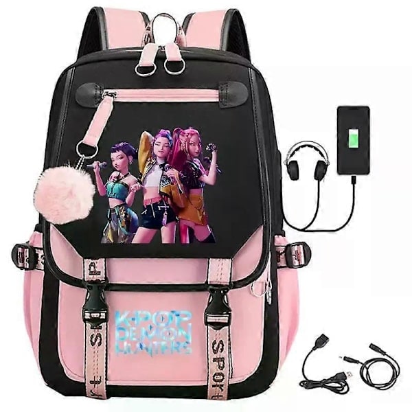 K-Pop Demon Hunters Anime Skolryggsäck Söt Tecknad Väska för Studenter ...
