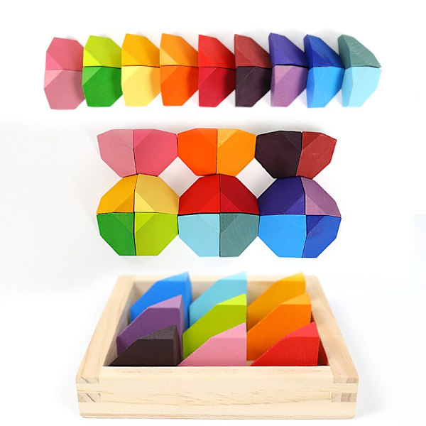 Barn Trä Rainbow Stacker Cube Blocks Toy Trä | Fyndiq