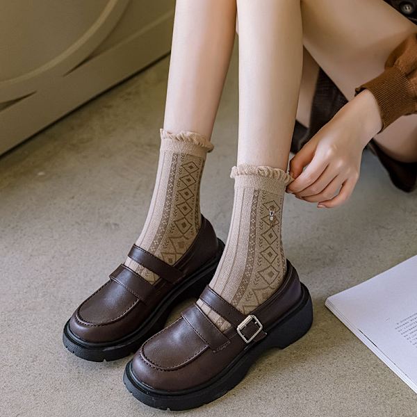 5 par brittiska retrostrumpor för dam, vår- och höstmodell, trendiga ...