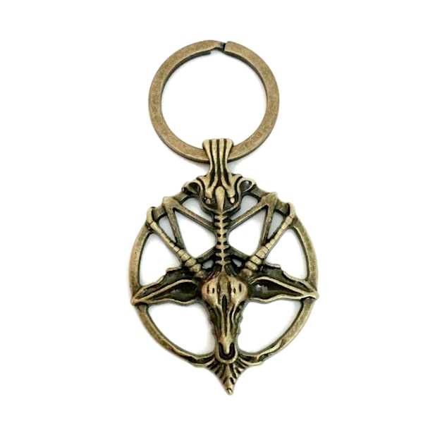Nyckelring Get Baphomet Inverterat Pentagram Goat Ockultism Magi Silver ...