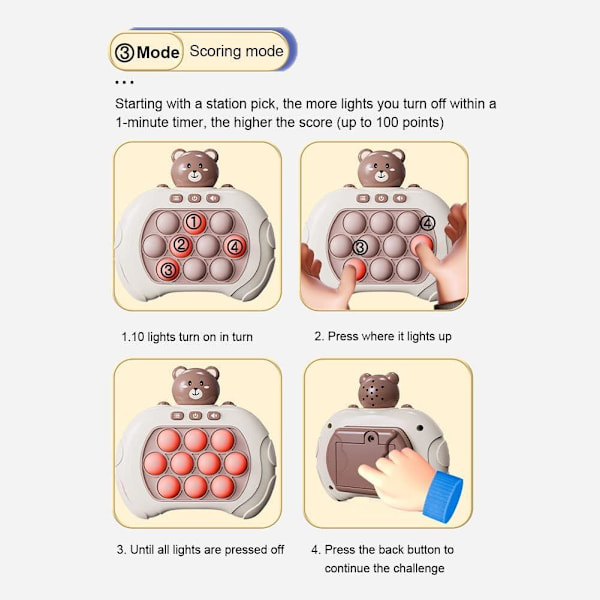 Pop It Game - Pop It Pro Light Up Game Quick Push Fidget Spel Z Brown ...