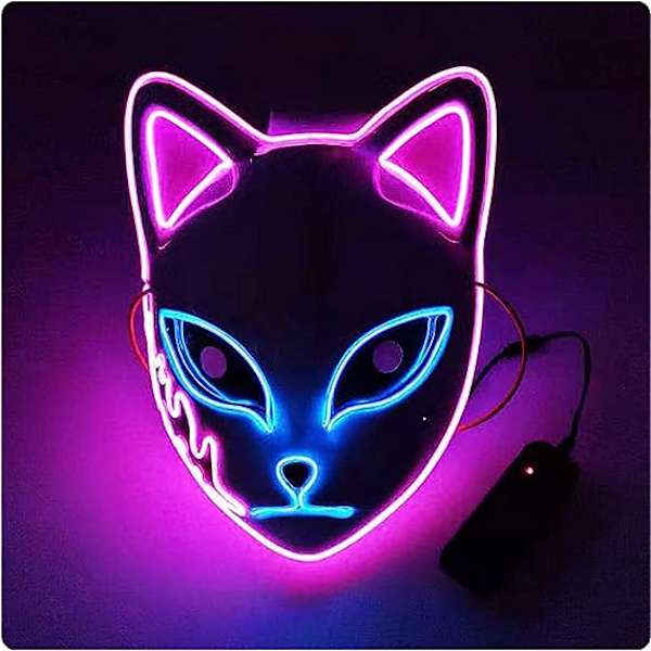 LED Demon Slayer Mask, Fox Mask Japansk Anime Killer Anime Cosplay ...