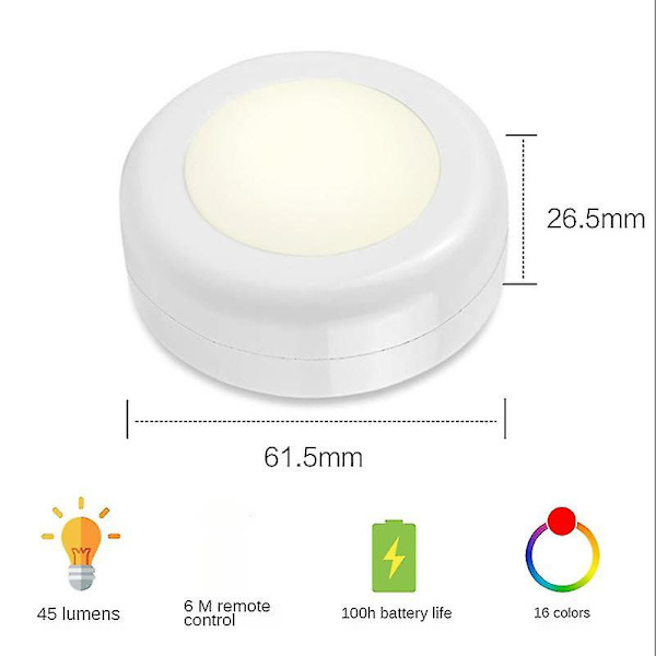 6 LED-spotlights med 2 fjernbetjeninger Led16 Farve Skab Lysmisfarvning ...