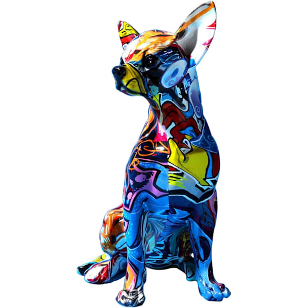 Hundestatue, Sittande Chihuahua Hundfigurer i Resin, Idé, Graffiti Hund ...