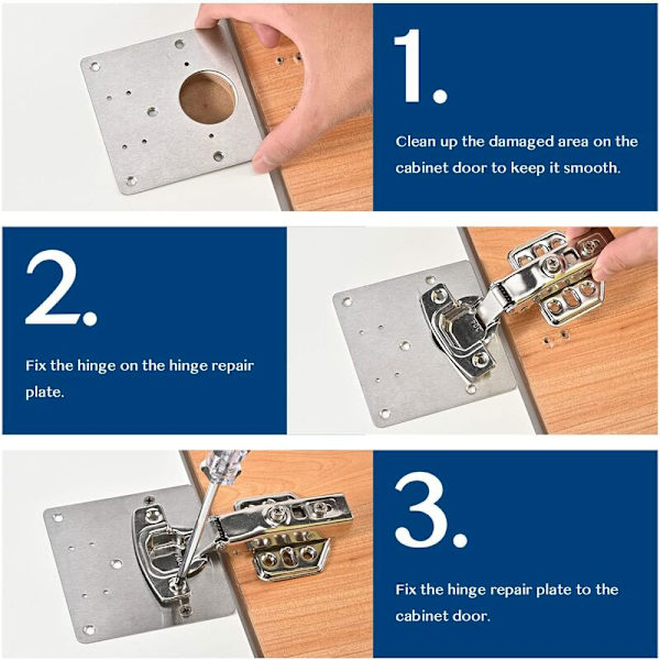 Kaapin saranoiden korjauslevyt, 6 kpl ruostumattomasta teräksestä valmistettua kiinteää levyä ...