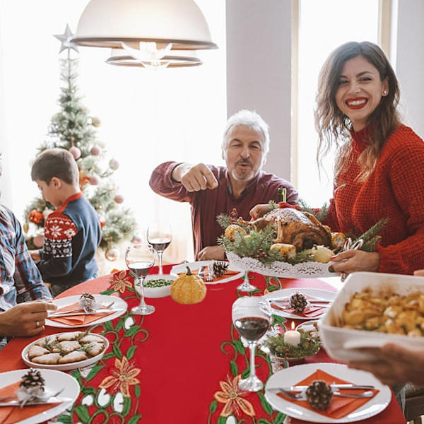 Kirjailtu joulupöytätabletti punainen, joulupukki kestävä kukka lehti ...