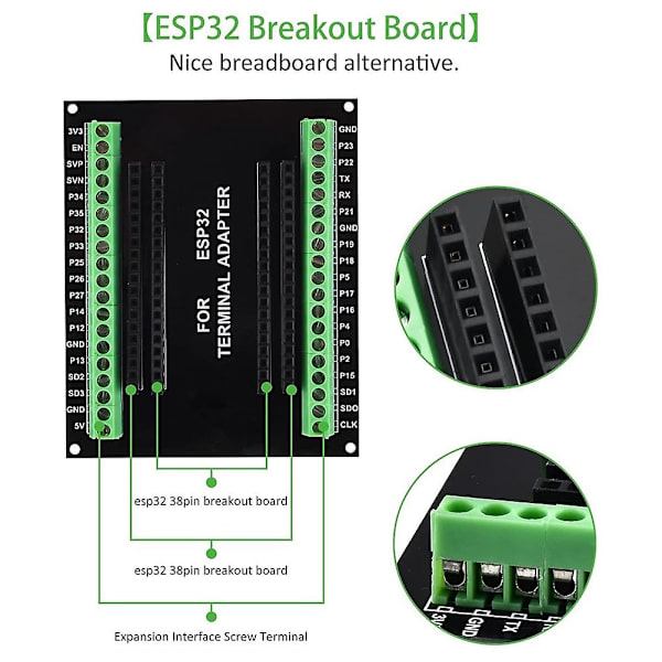 Esp32 Breakout Board Gpio 1 Into 2 Yhteensopiva Nodemcu-32s Lua 38pin Gpio Expansion Boardin ...