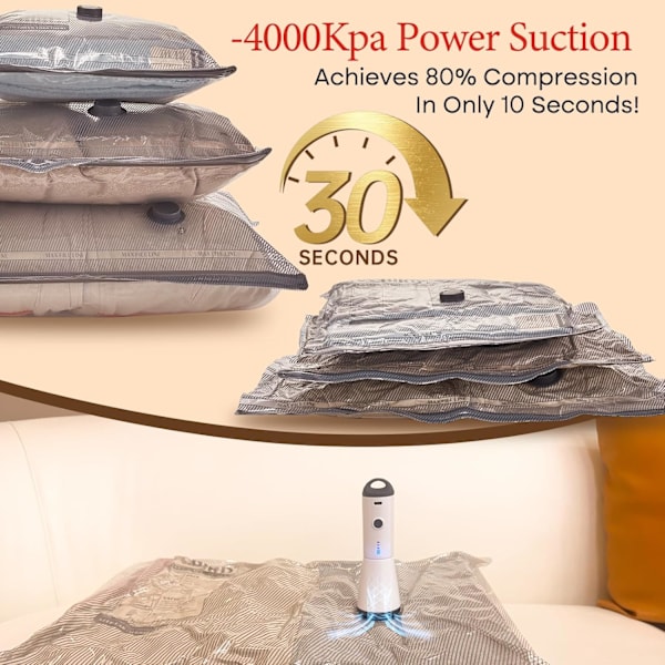Vacuum Storage Bags for Clothes with Electric Cordless Pump, 9-Pack ...