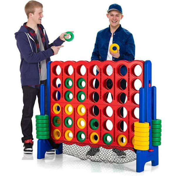COSTWAY Giant 4-in-a-line Connect 4-spel för barn med hämtningsnät, 42 ...