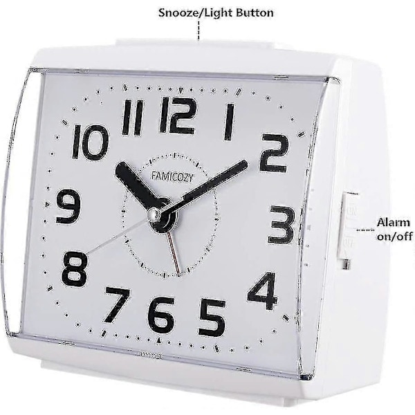 Analog Vekkerklokke for Seniorer, Stille Uten Tikking med Snooze ...