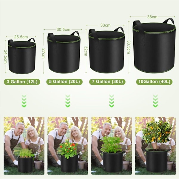 5 pcs 40L Planting Bag, Potato Planting Bag, Tomato Plant Bags with ...