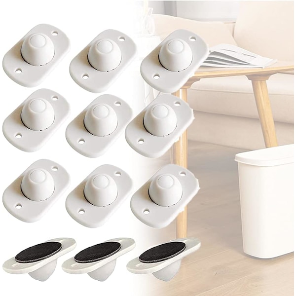 12 stk selvklebende hjul, små hjul, mini svingbare hjul, selvklebende ...