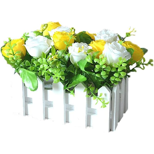 Konstgjorda blommor i kruka, blommor konstgjord växt gul och W | Fyndiq