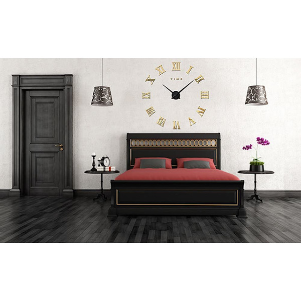 Kultainen DIY Suuri Seinäkello Roomalaiset Numerot Iso Kello 3D Tarrat ...