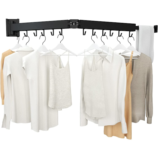 Retractable Clothes Drying Rack,2 Fold Black-Laundry Drying Rack,Space ...