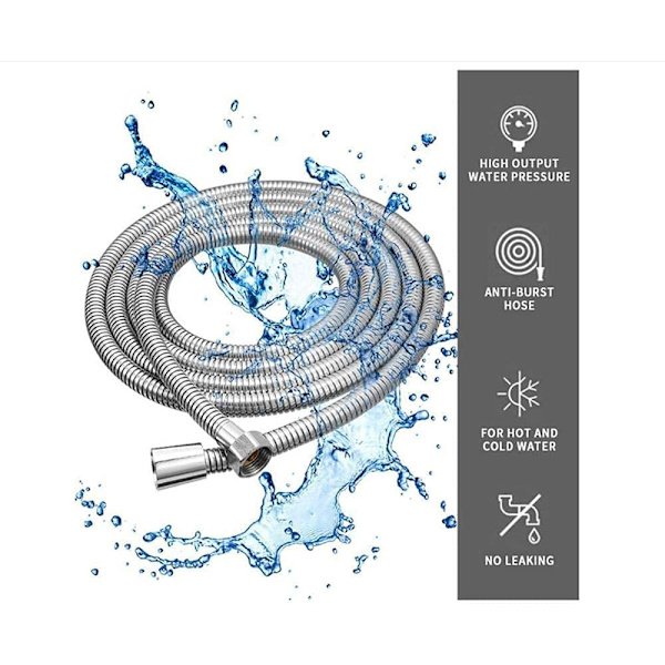 Slange 1,5 M Rustfri Stål Ekstra Lang Brusehoved Slange, med Sol 5f2c ...