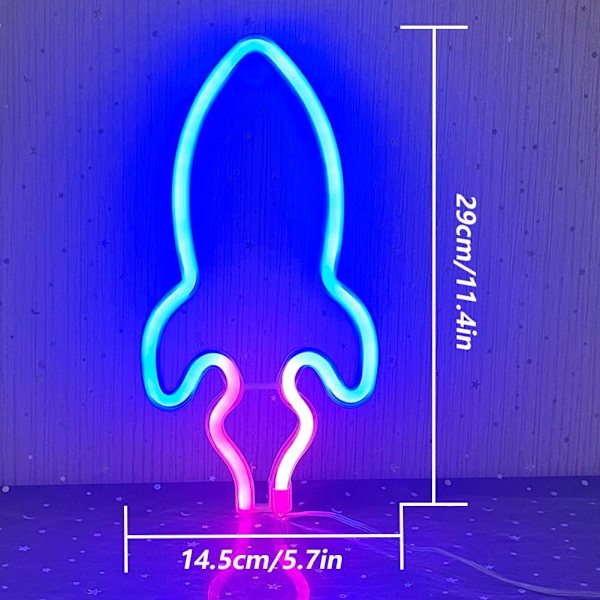 Rocket Neon Lights, LED Neon Sign Neon Skilte Light Up Skilte, USB | Fyndiq