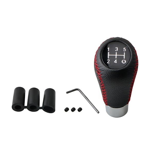 5-växlad manuell växelspaksknopp bildel läder, röd söm | Fyndiq