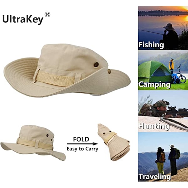 Beige färg utomhus solhatt med bred brätt, dubbellager klassisk kam ...