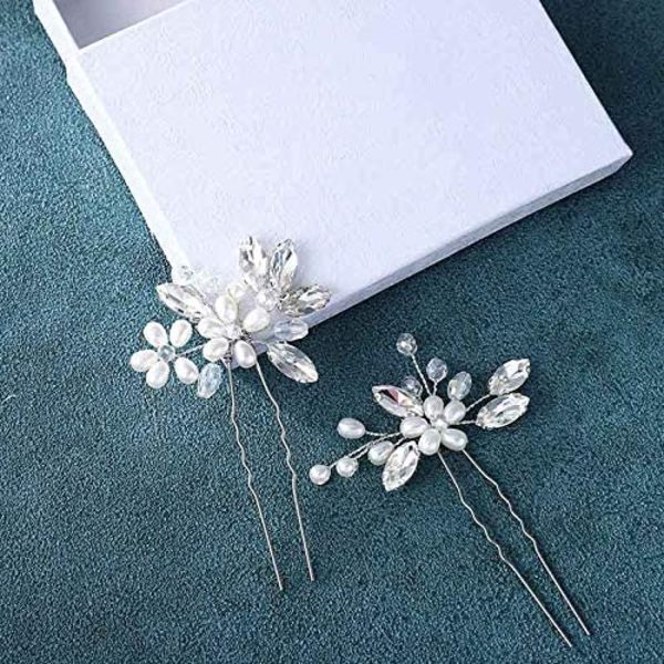 Brud hårnålar 2st Pärlor Hårkam Kristall Bröllop Brud Hai 1603 | Fyndiq
