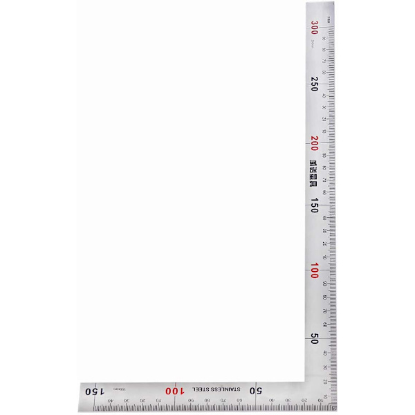 Rustfrit 90 graders L-formet firkantet lineal dobbeltsidet lineal metal ...