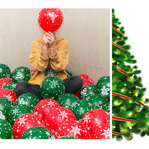 100 rødgrønne dobbeltdækker juleballoner Gammel mand Sne vedr | Fyndiq
