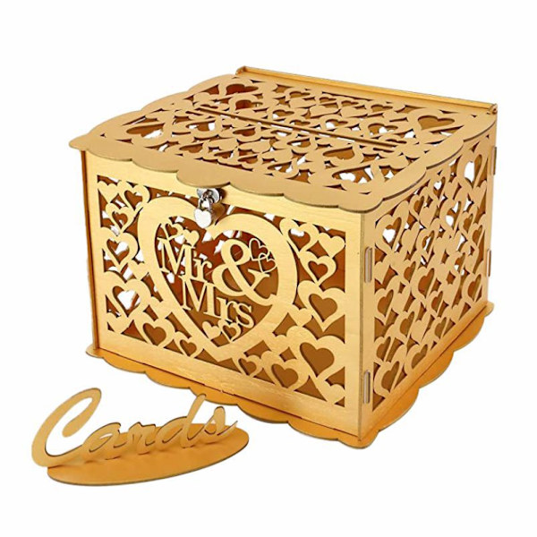 Gylden Træ Bryllupskort Gaveæsker til Bryllup, Reception | Fyndiq