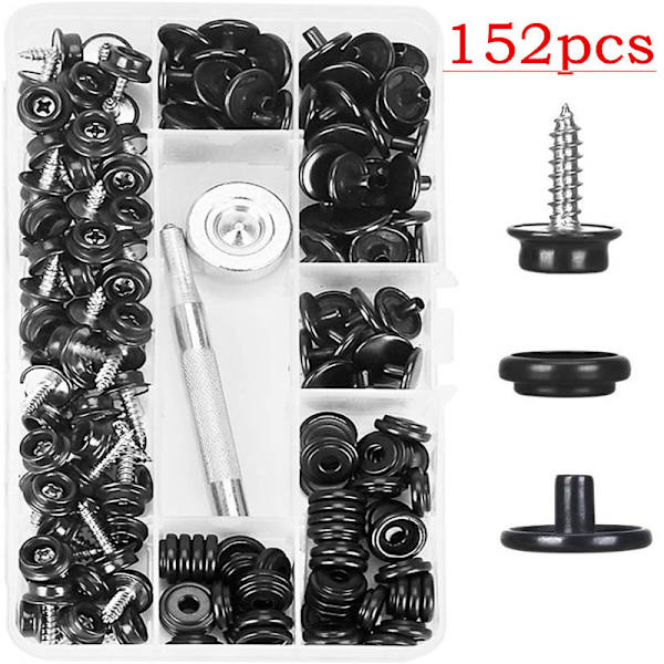 150 st svarta 15 mm rostfria spännskruvar med verktyg | Fyndiq