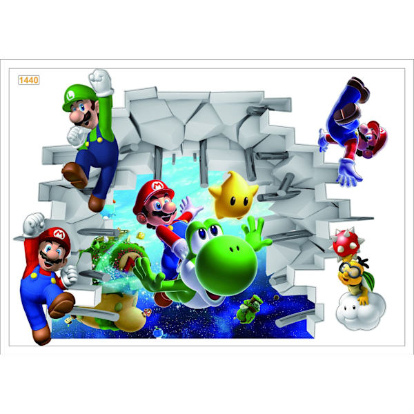 Super Mario Bros. Yoshi og Mario Peel and Stick Giant Wall Deca | Fyndiq