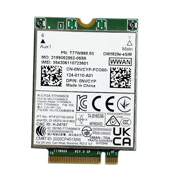 T77W968.50 DW5829e-ESIM M.2 4G Modem Modul Cat9 450Mbps TDD-LTE 4G ...
