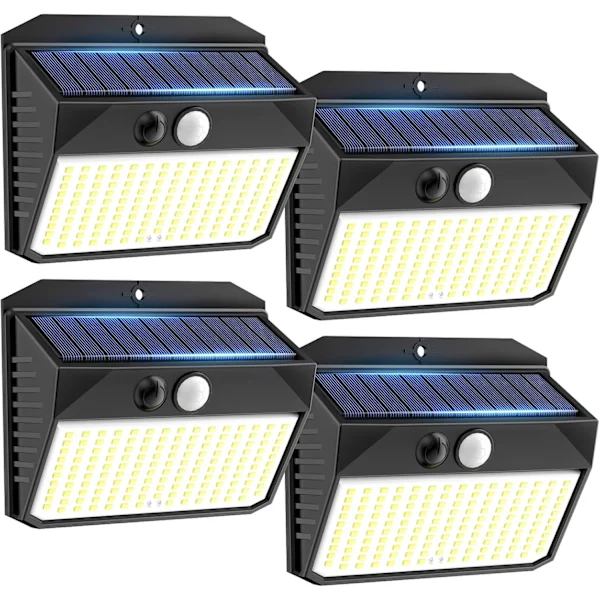 Solcellelampe, Sæt med 4 Udendørs Solcellelamper med Bevægelsessensor ...