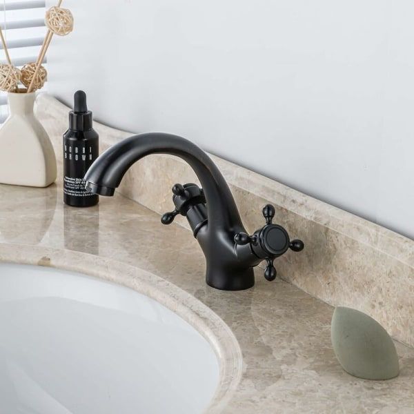 Guld Retro Badrumskran, Antik Mässing, Två Handtag Handfat Kran | Fyndiq