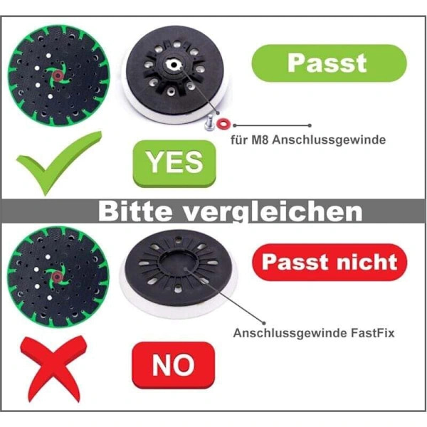 1 flexibel sliprondell för Festool excenterslip 150 mm – M8 anslutningsgänga, Kompatibel med ...