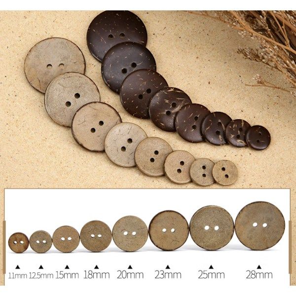 90 vintage små kokosnötsknappar, runda knappar för kläder, barn DXGHC ...