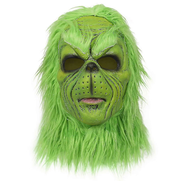 Grinch Mask Jul Grön Monster Mask Jul Grinch Kostym Mask med Julhatt ...