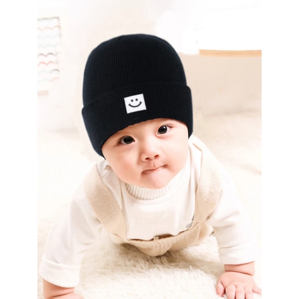 Vinter Stickad mössa för bebis Varm Barn Ullkeps Mode Leende Ansikte ...