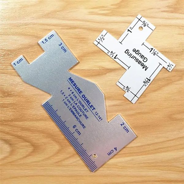 Tailors Chalk 2PCS 14-in-1 Measuring Gauge Sewing Tool 2 Inch Mini Hand ...