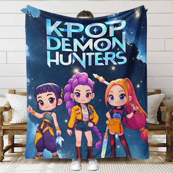 Huntrix K-Pop Tryckt Flanellfilt för Soffa & Säng, Mjuk Mysig Anime ...