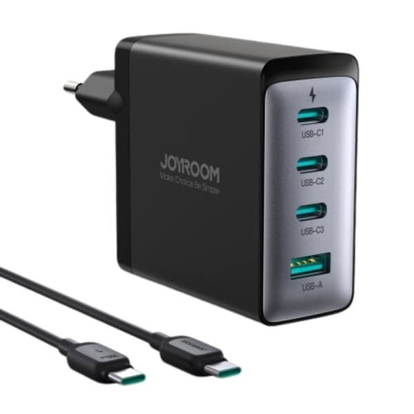 Joyroom GaN laddare 3x USB-C USB-A + USB-C/USB-C Kabel 100W - Svart ...