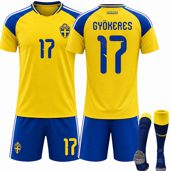 Sverige 2026 VM Fotbollströja Barn Nr.17 Gyökeres Storlek 28 28 No.17 ...