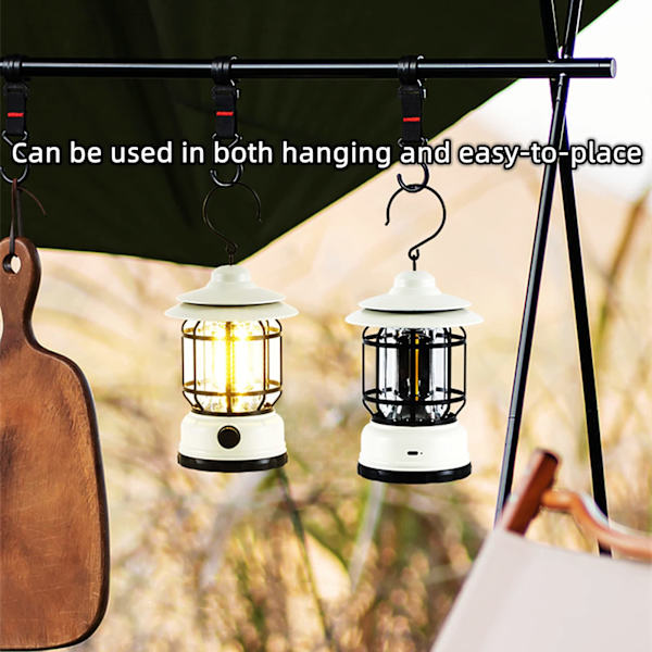 Retro LED -retkeilyvalaisin, USB-ladattava, LED-valo, himmennettävä ...